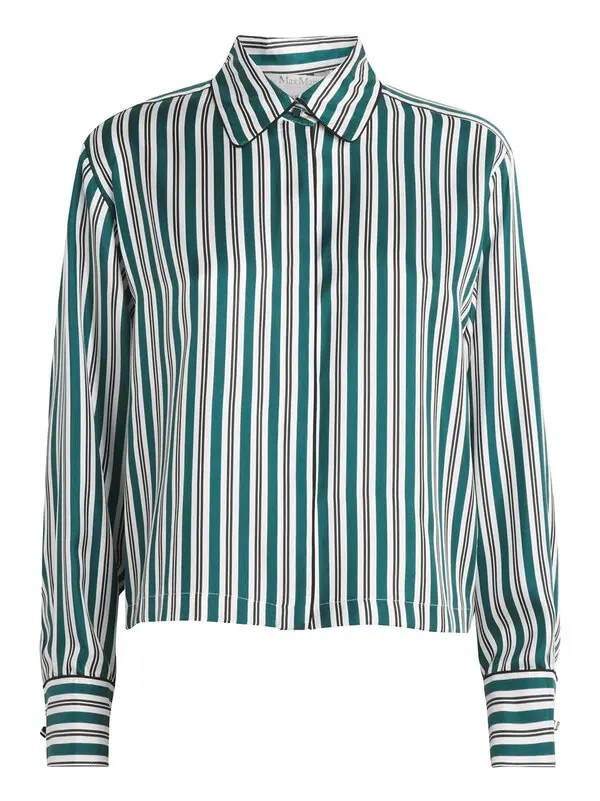 Max Mara Striped Silk Shirt - Green