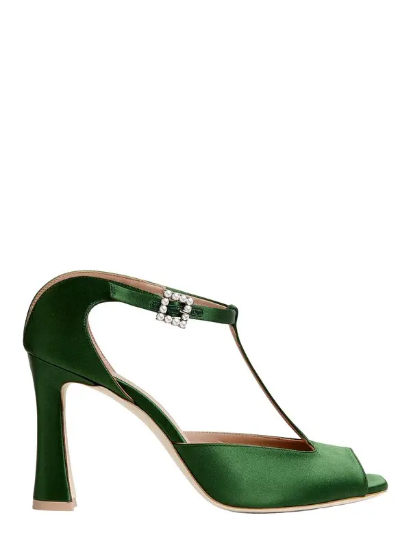 MALONE SOULIERS Nomi 90 Satin Sandals - Green