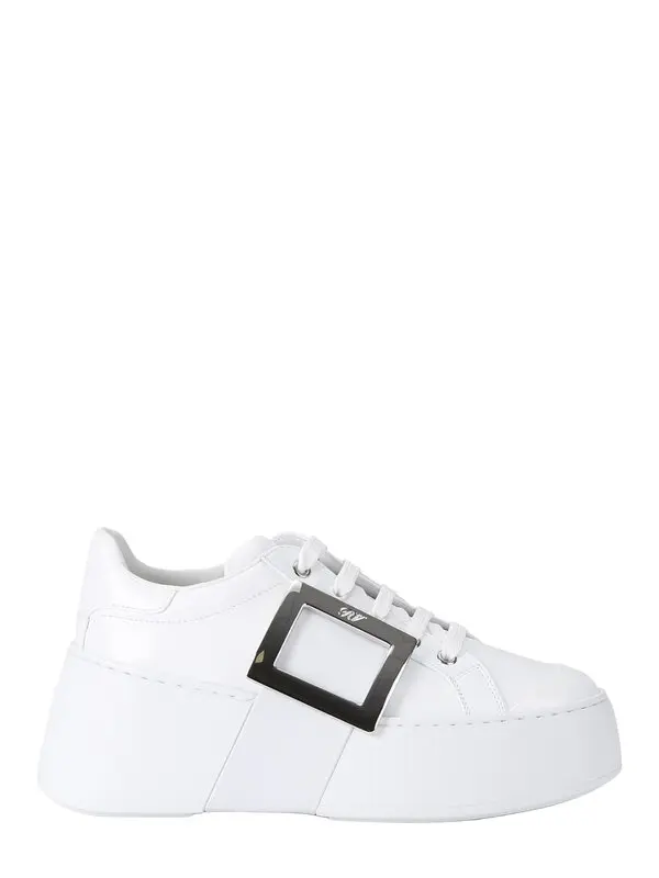 ROGER VIVIER Leather Viv Skate Platform Sneakers - White