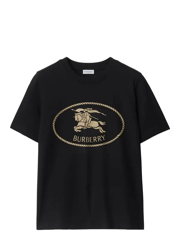 Burberry Cotton T-shirt With Knight Stamp - Black
