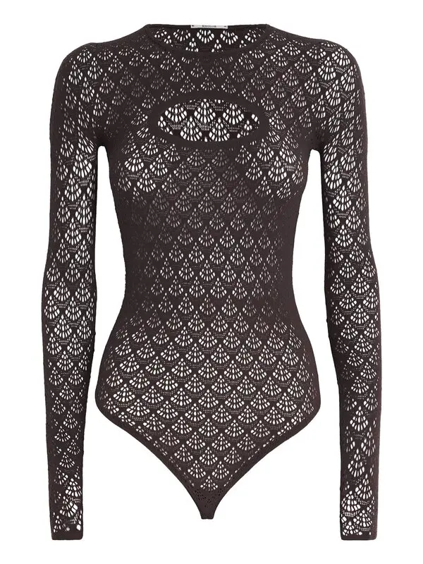 Wolford Mermaid Net Thong Bodysuit - Brown