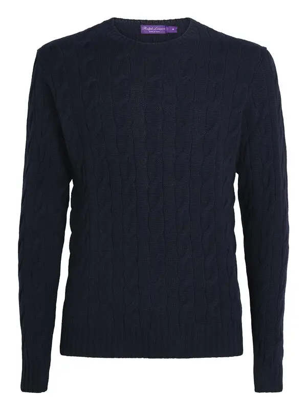 Ralph Lauren Purple Label Cashmere Cable-knit Sweater - Navy