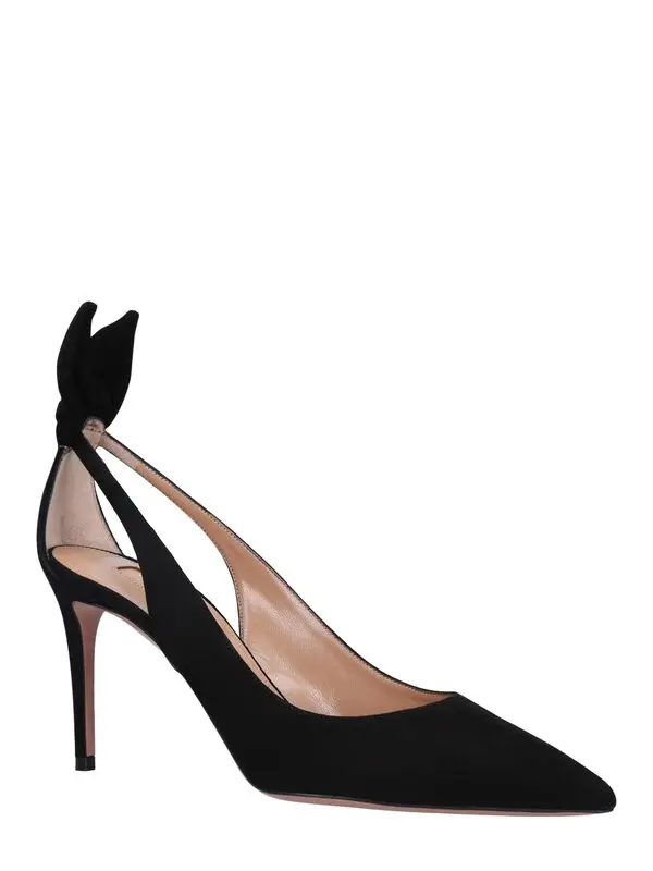 AQUAZZURA Suede Bow Tie 85 Pumps - Black