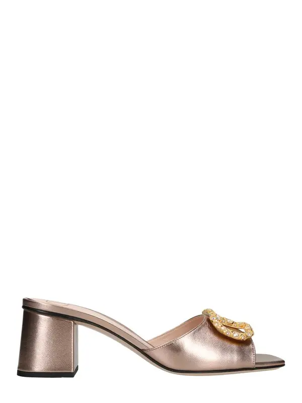 Valentino Garavani Leather Mules With Vlogo - Nude