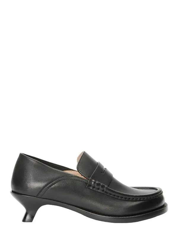 Loewe Leather Campo Heeled Loafers - Black
