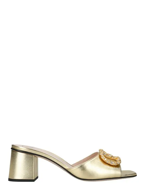 Valentino Garavani Leather Vlogo Mules - Gold