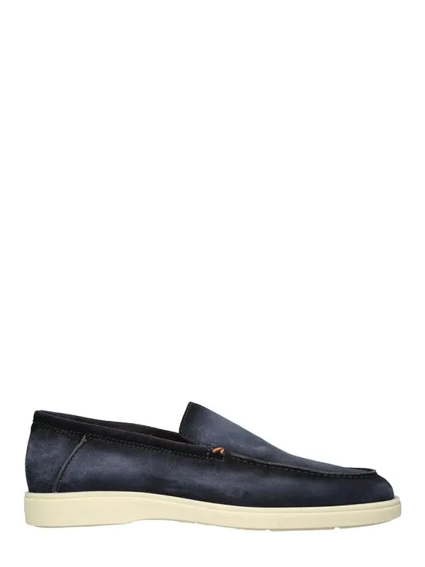 Santoni Suede Detroit Loafers - Navy