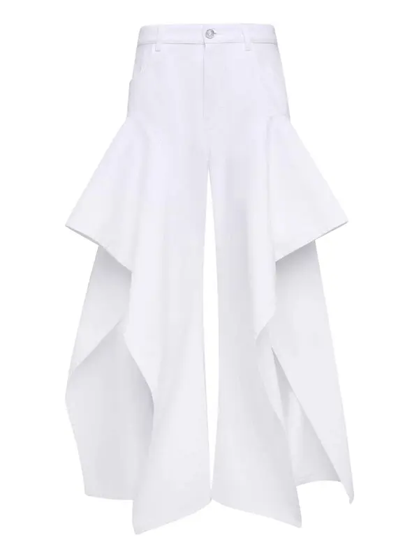 Alaïa Ruffled Split Jeans - White