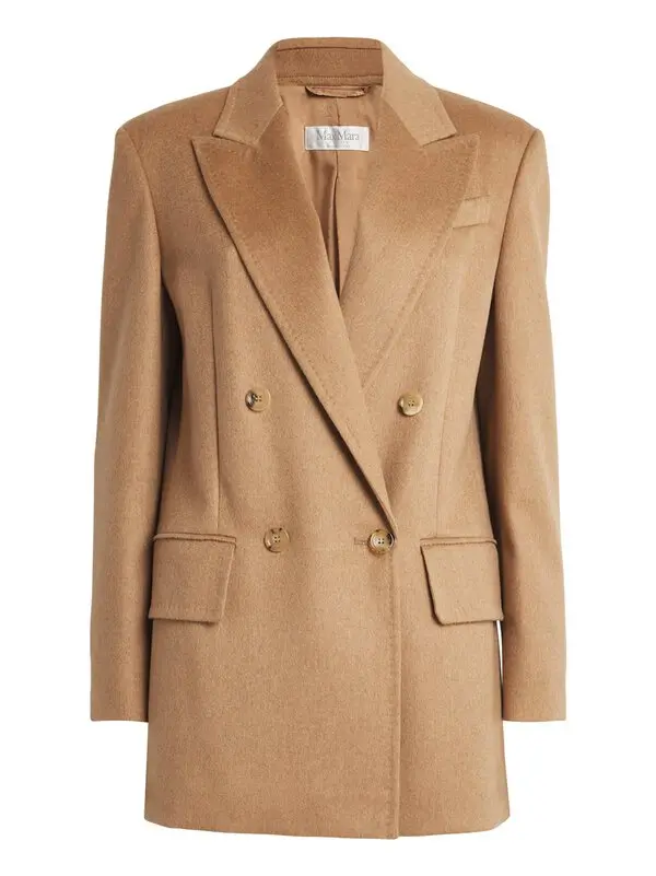 Max Mara Camel Hair Double-breasted Blazer - Beige
