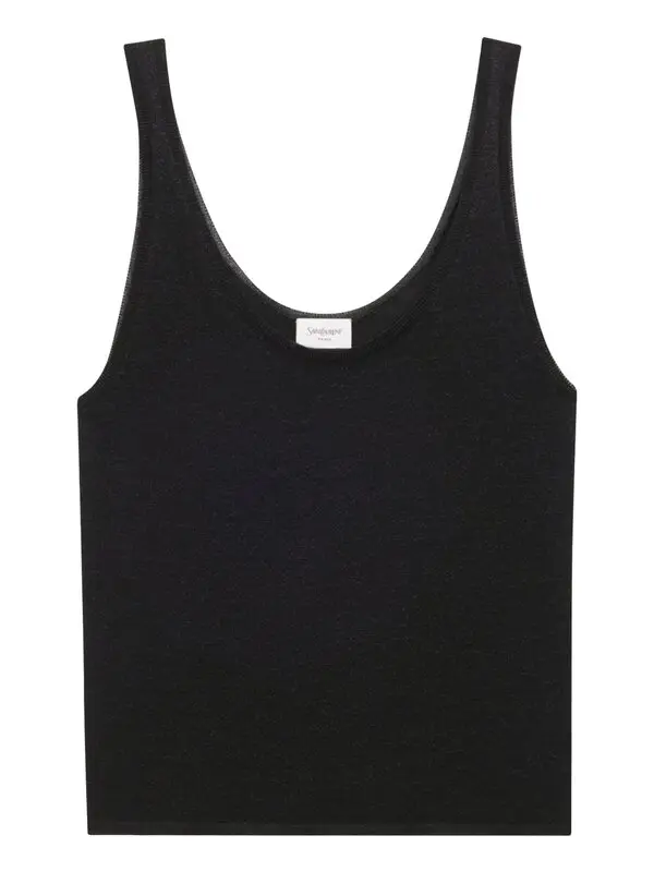 Saint Laurent Lamé Knit Tank Top - Black