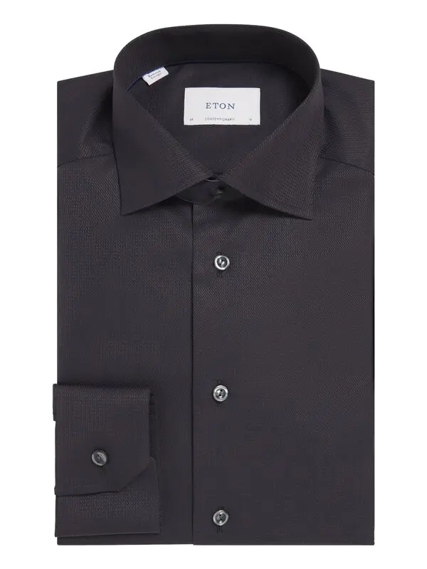 Eton Cotton Dobby Contemporary Fit Shirt - Black