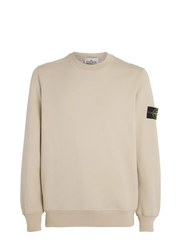 Stone Island Cotton Compass Logo Sweatshirt - Beige