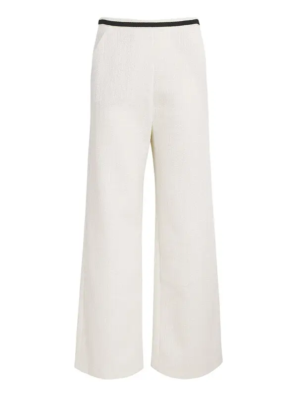 Maje Tweed Wide-leg Trousers - White