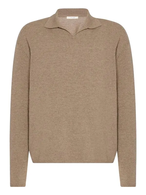 THE ROW Franz Cashmere Polo Sweater - Beige