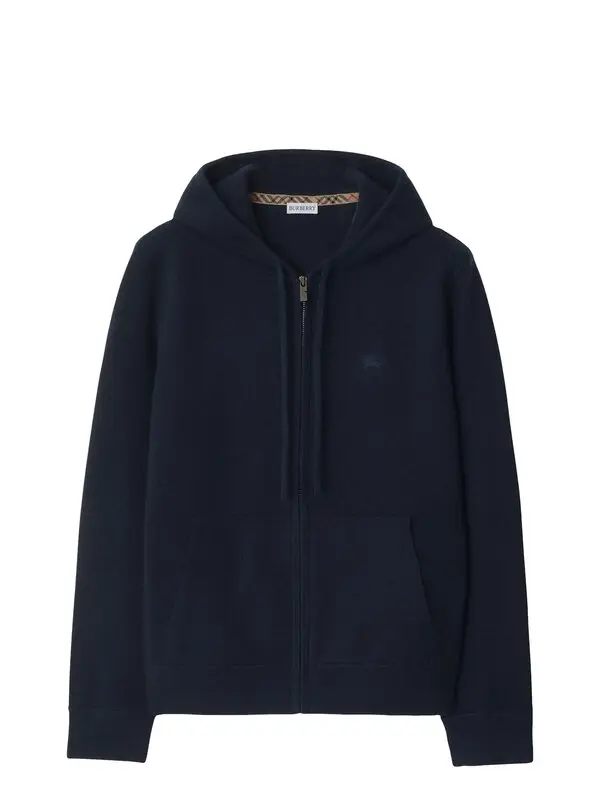 Burberry Cashmere-blend Zip-up Hoodie - Navy