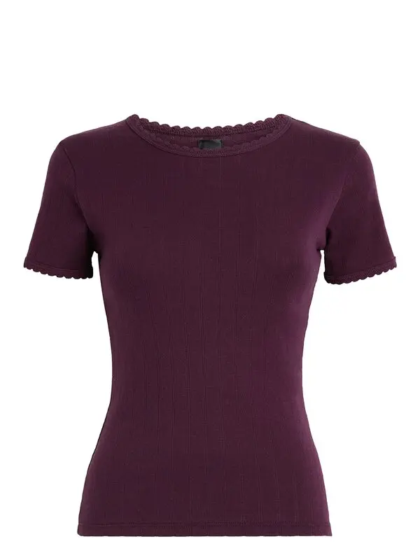 LESET Slim Fit Pointelle T-shirt - Purple
