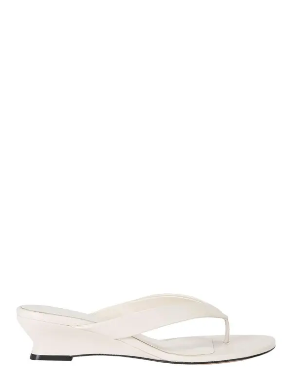 Le Monde Beryl Leather Micro Wedge Sandals 40 - White