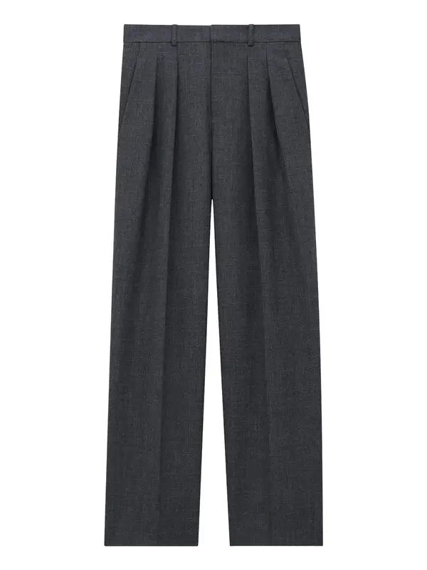 Saint Laurent Wool Chiné Trousers - Grey
