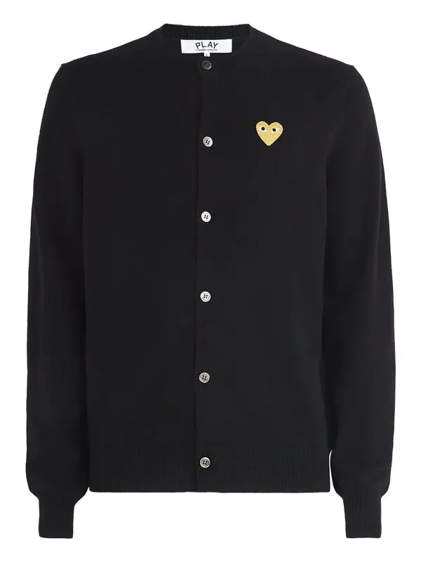 Play Comme Des Garcon Wool Heart Cardigan - Black