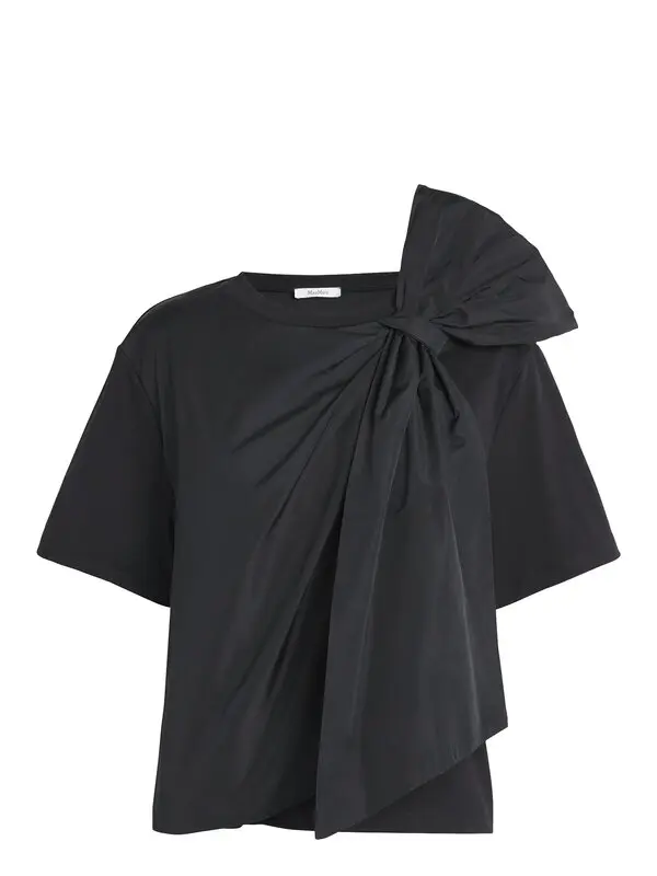 Max Mara Cotton T-shirt With Bow Detail - Black