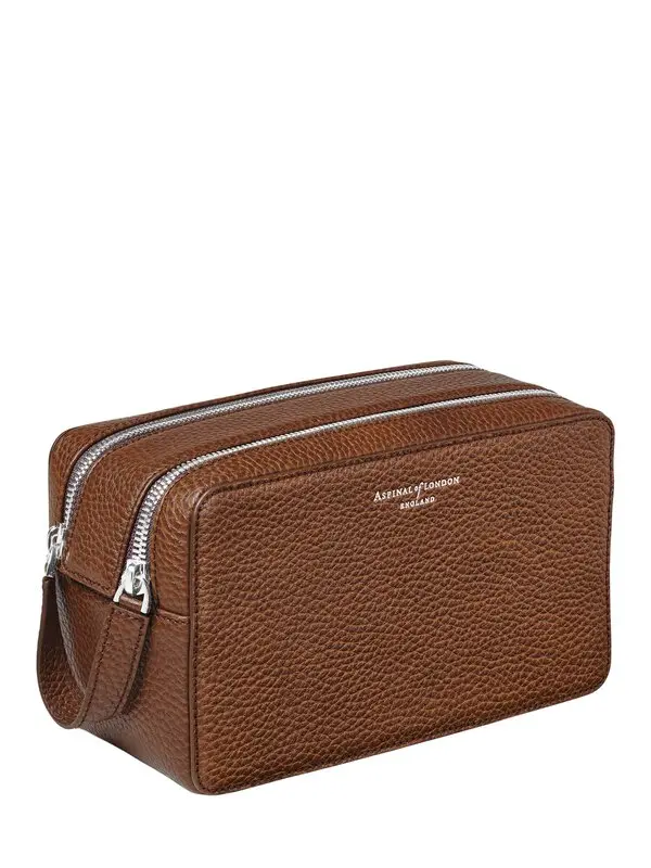 ASPINAL OF LONDON Leather Mount Street Toiletry Bag - Brown