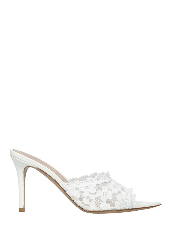 GIANVITO ROSSI Lace Mules - White