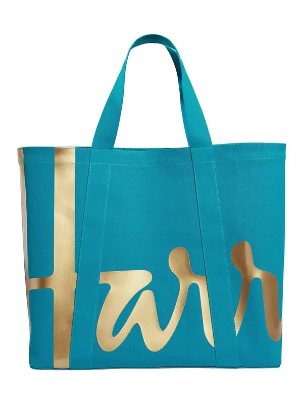 Harrods Large Cotton Logo Tote Bag - Blue