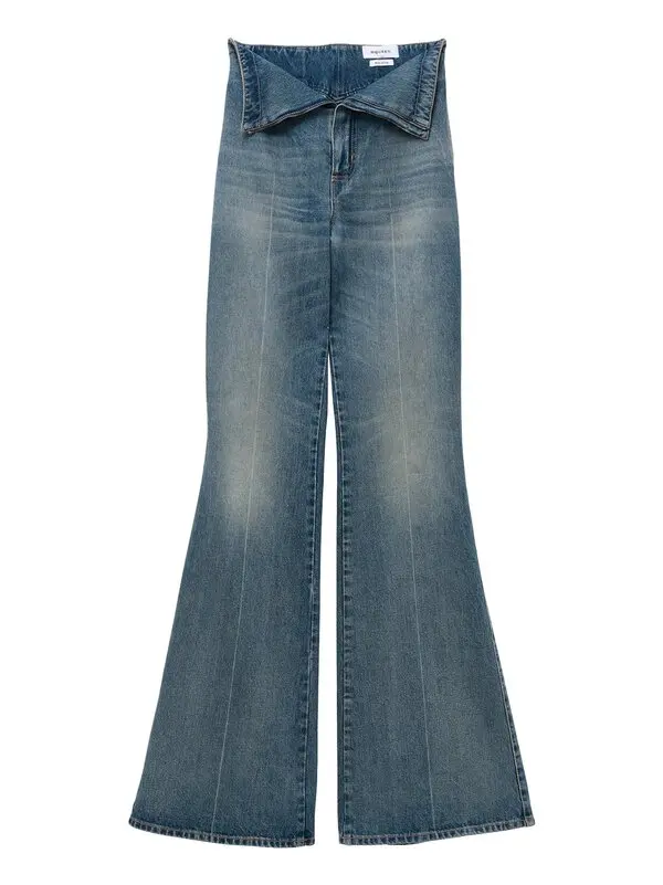 Alexander McQueen Foldover-waist Flared Jeans - Blue