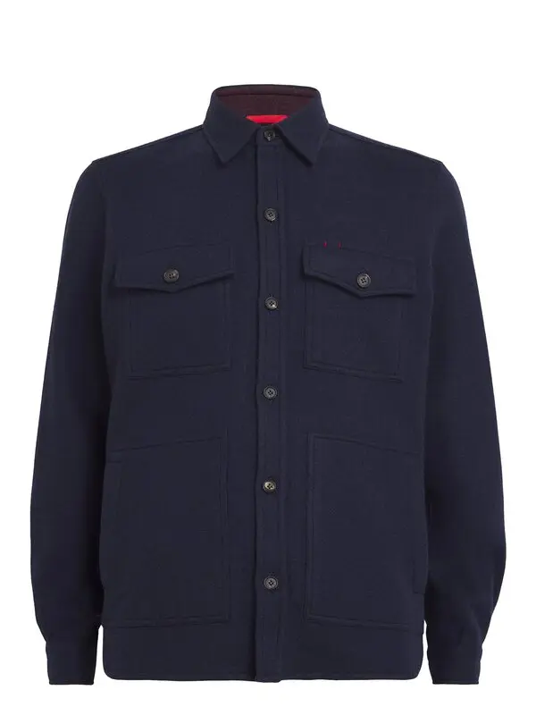 Isaia Wool-cashmere Overshirt - Navy