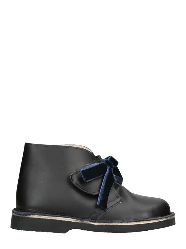 PAPOUELLI Leather Argenta Boots With Bow - Navy