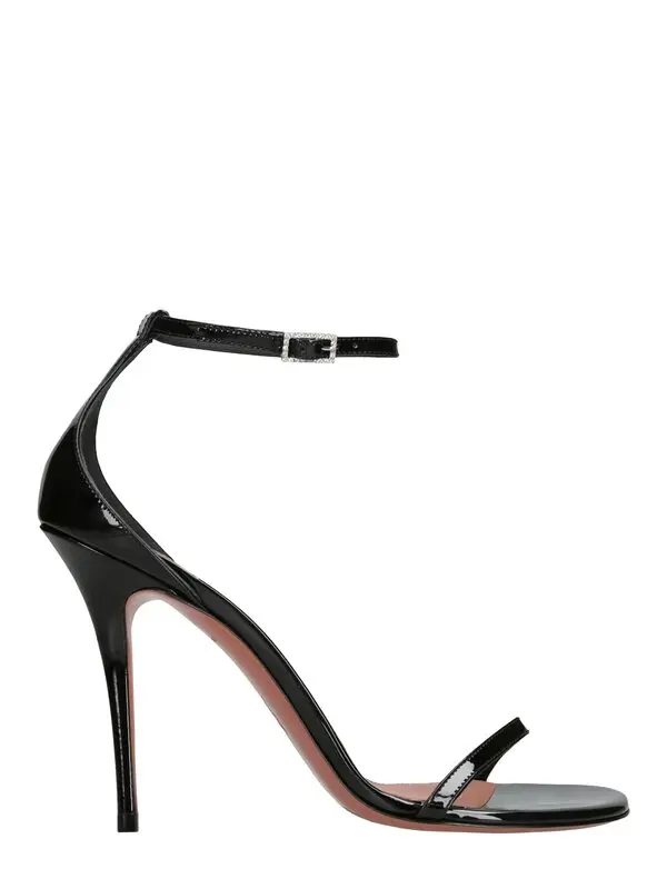 Amina Muaddi Patent Leather Barbara Heeled Sandals 105 - Black