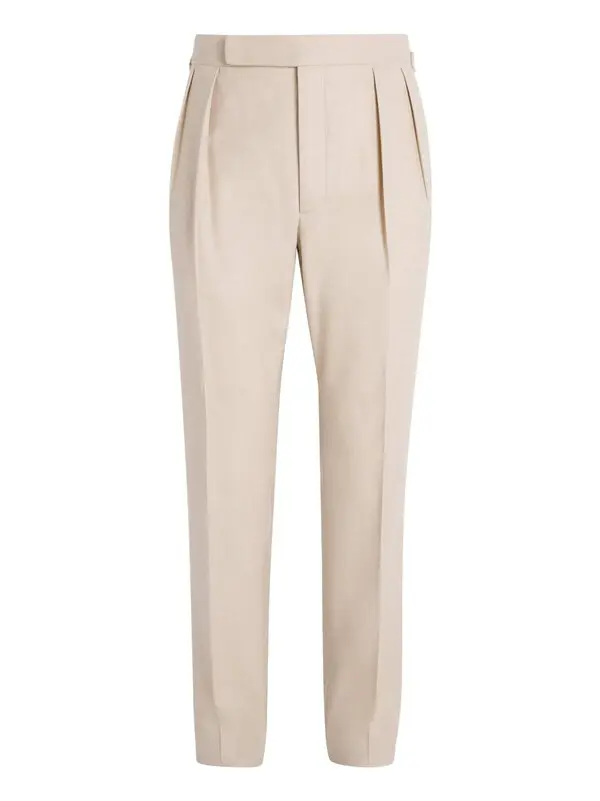 Ralph Lauren Purple Label Wool Tailored Trousers - Beige