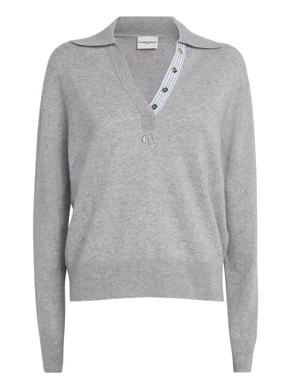 Claudie Pierlot Wool-cashmere Polo Sweater - Grey