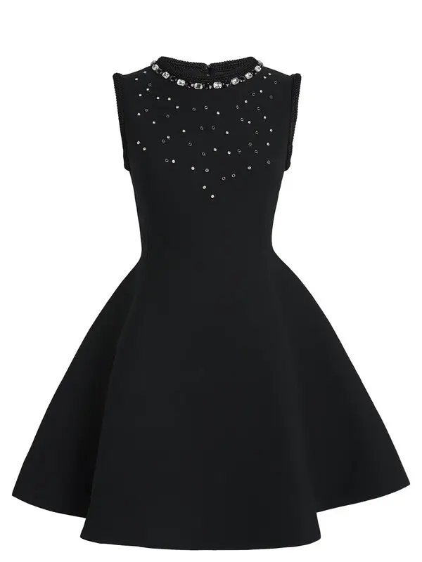 Maje Embellished Mini Skater Dress - Black