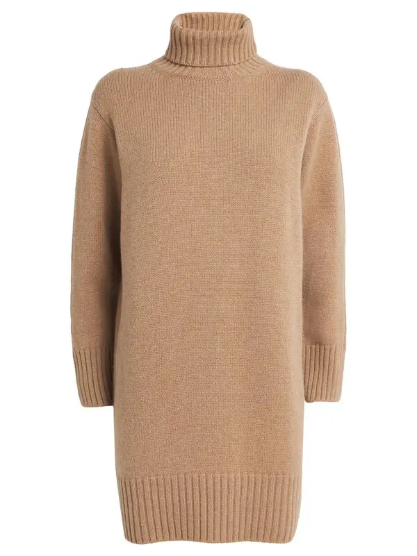Harrods Cashmere Rollneck Mini Dress - Neutral