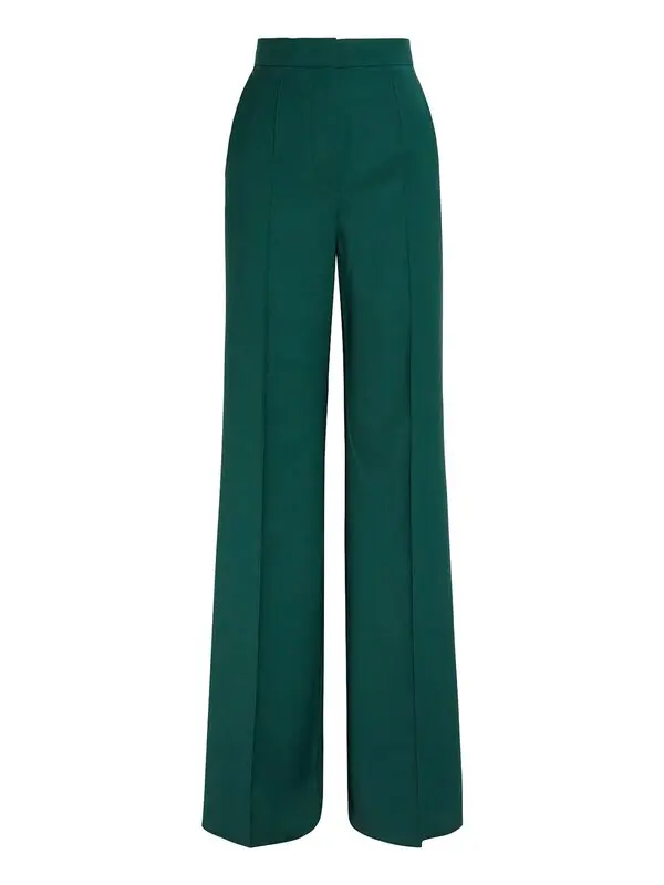 Max Mara Virgin Wool Wide-leg Trousers - Green