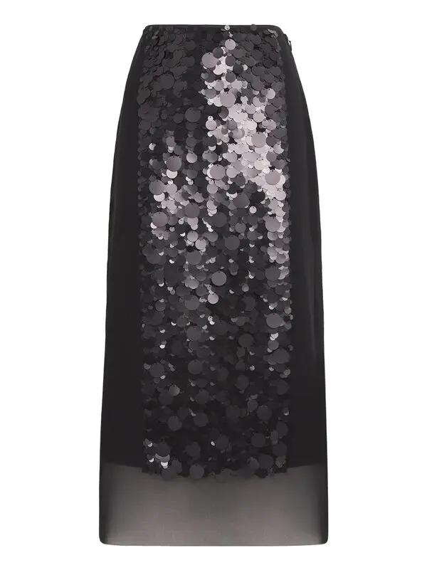 JOSEPH Cambo Embellished Chiffon Midi Skirt - Black