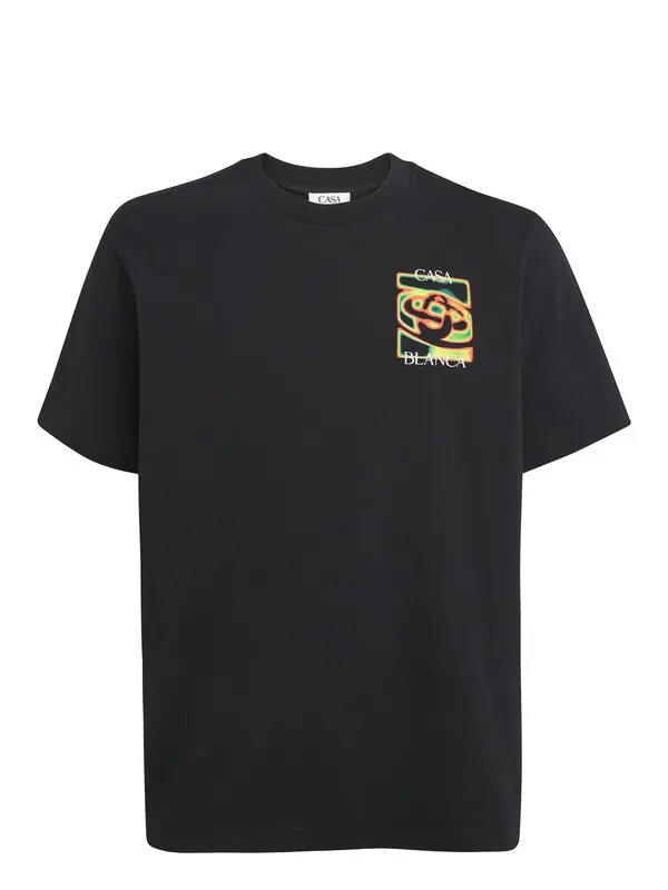 Casablanca Organic Cotton Heat Map Logo T-shirt - Black