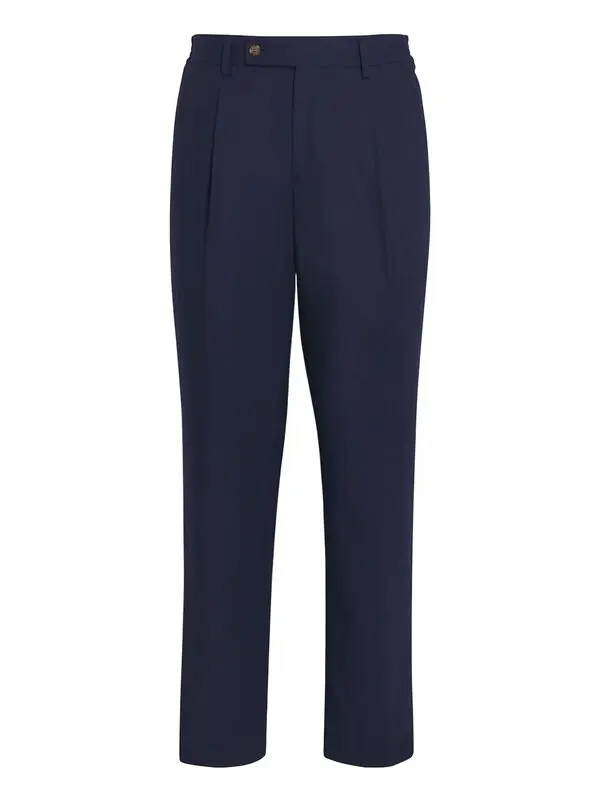 Colombo Worsted Cashmere Pleated Trousers - Blue