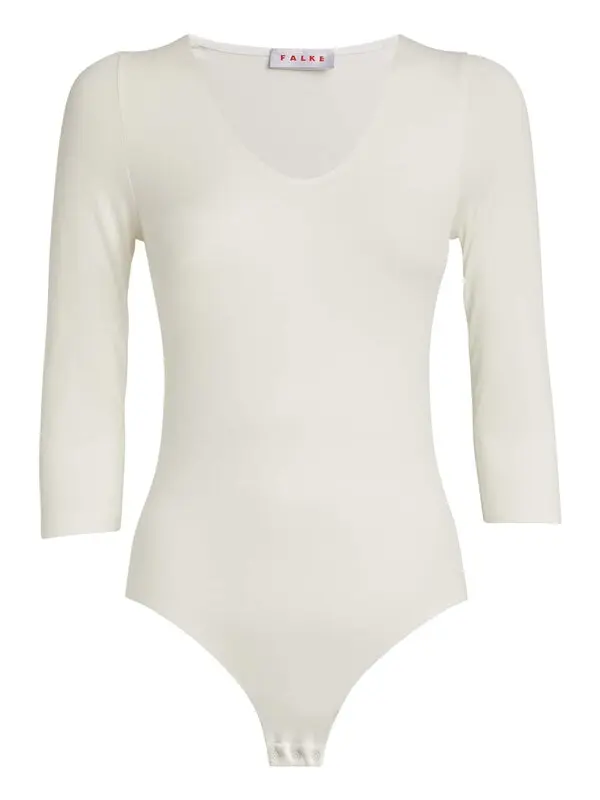 Falke Cropped-sleeve V-neck Bodysuit - Ivory