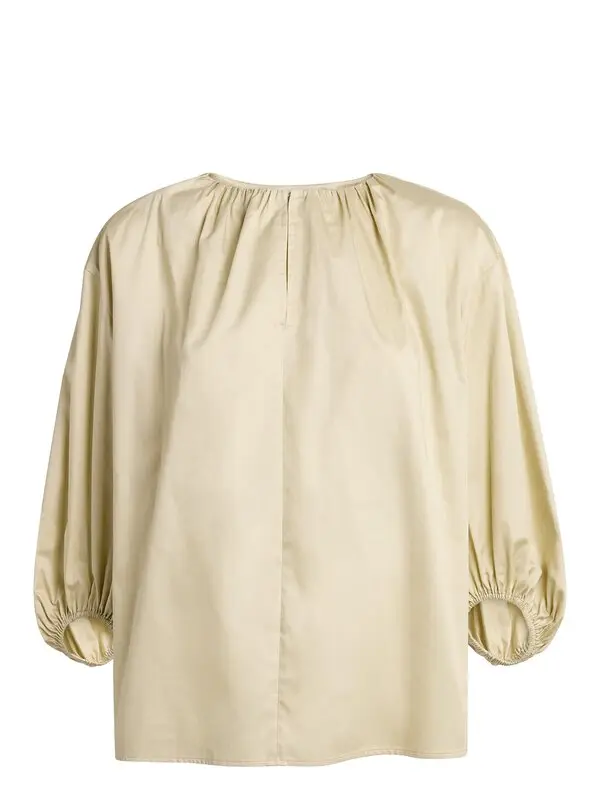 JOSEPH Cotton Sateen Godin Blouse - Beige