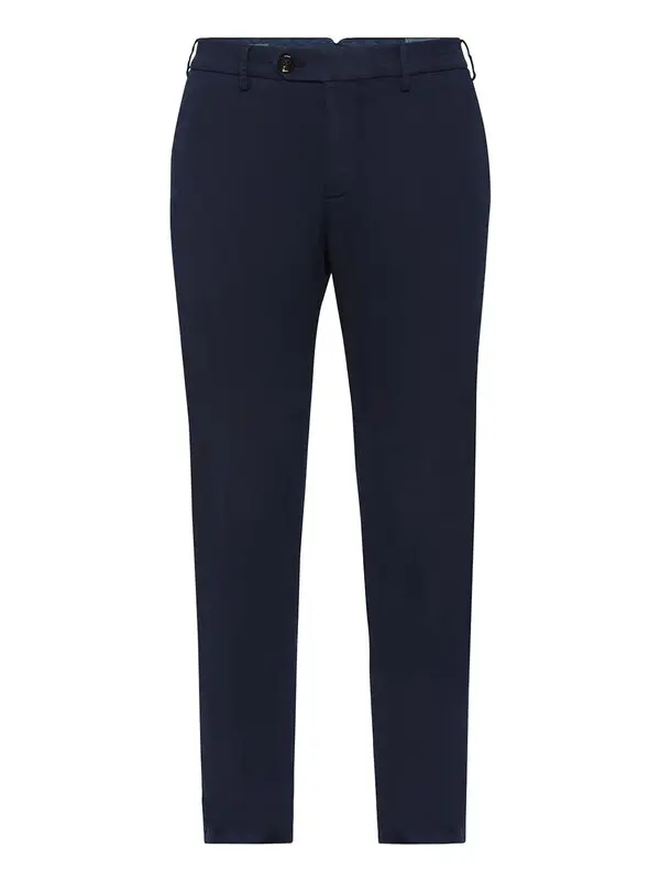 Brunello Cucinelli Stretch Cotton Garment-dyed Trousers - Blue