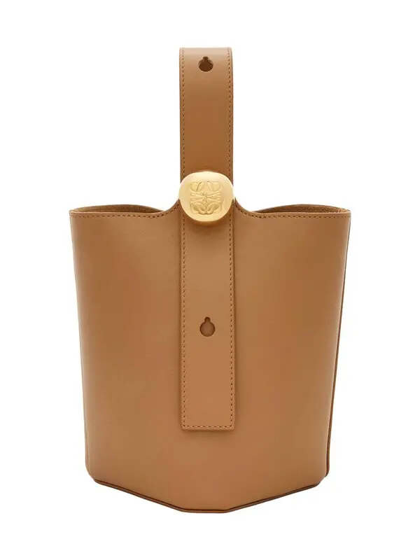 Loewe Mini Leather Pebble Bucket Bag - Brown