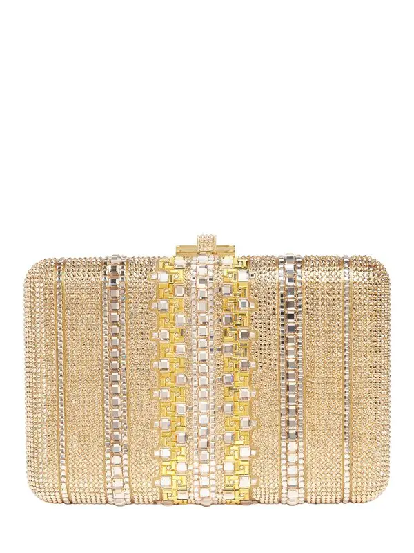 Judith Leiber Crystal Lattice Slim Slide Clutch Bag - Gold