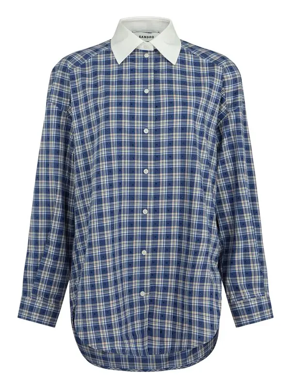 Sandro Rhinestone-embellished Check Shirt - Blue