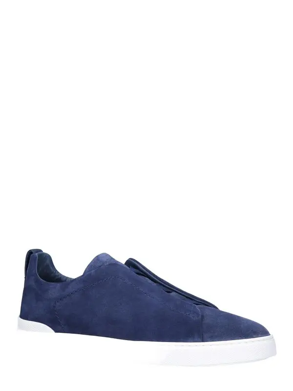 Zegna Triple Stitch Suede Sneakers - Blue