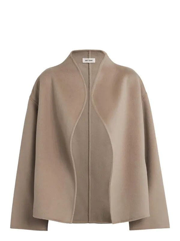 Soft Goat Wool-cashmere Short Cape Jacket - Beige