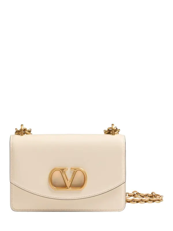Valentino Garavani Small Leather Vain Shoulder Bag - Ivory