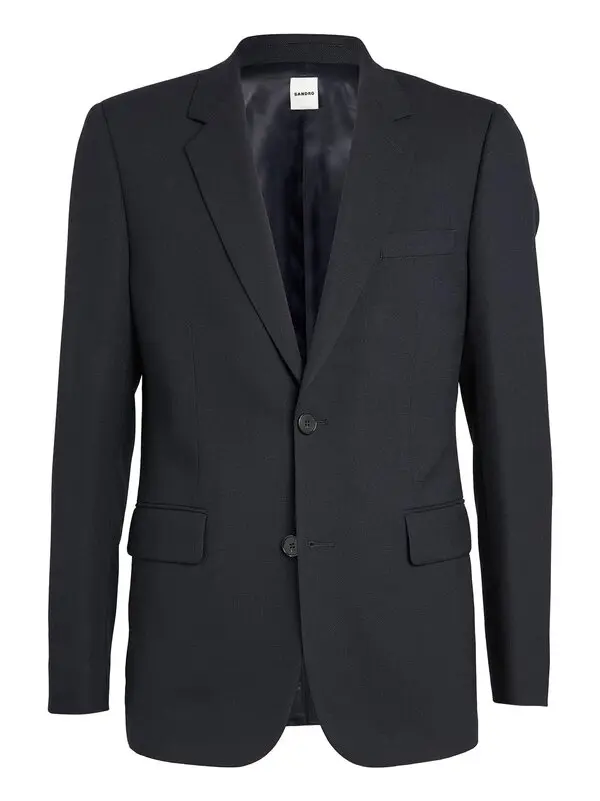 Sandro Wool Suit Jacket - Blue