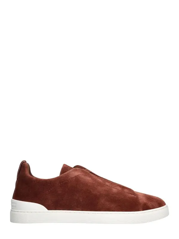 Zegna Suede Triple Stitch Sneakers - Brown